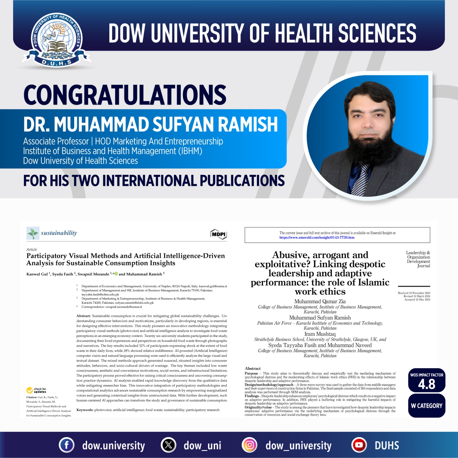 International Research Publication - Dr. Muhammad Sufyan Ramish - Dow University of Health Sciences