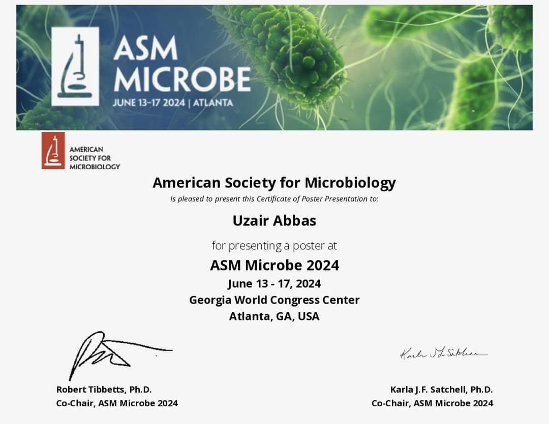 ASM Microbe 2024 – Dr. Uzair Abbas – Dow University of Health Sciences