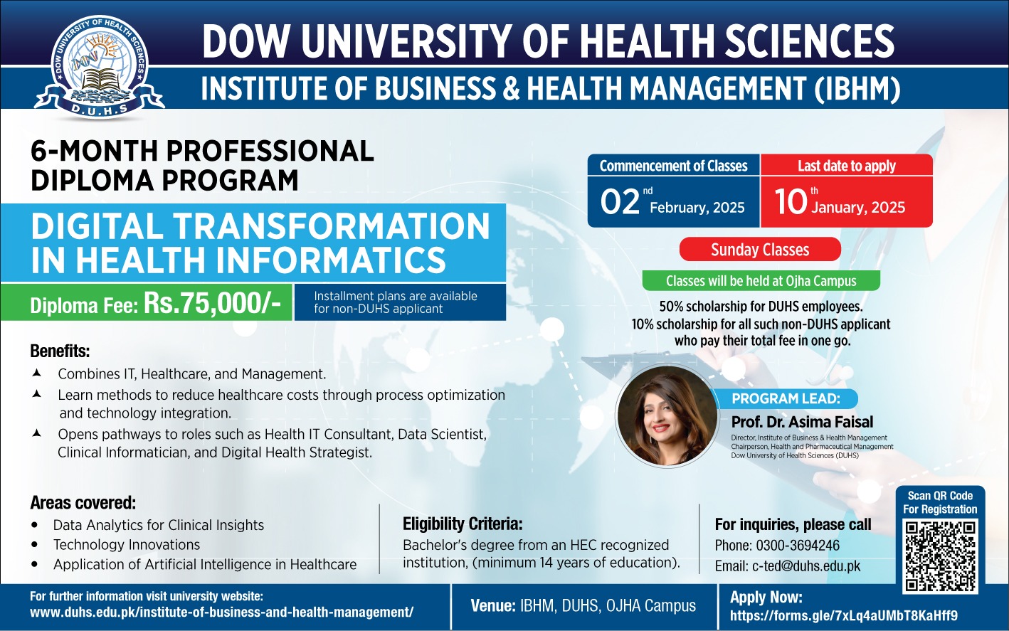 6-Month Professional Diploma in "Digital Transformation in Health Informatics - Dow University ...