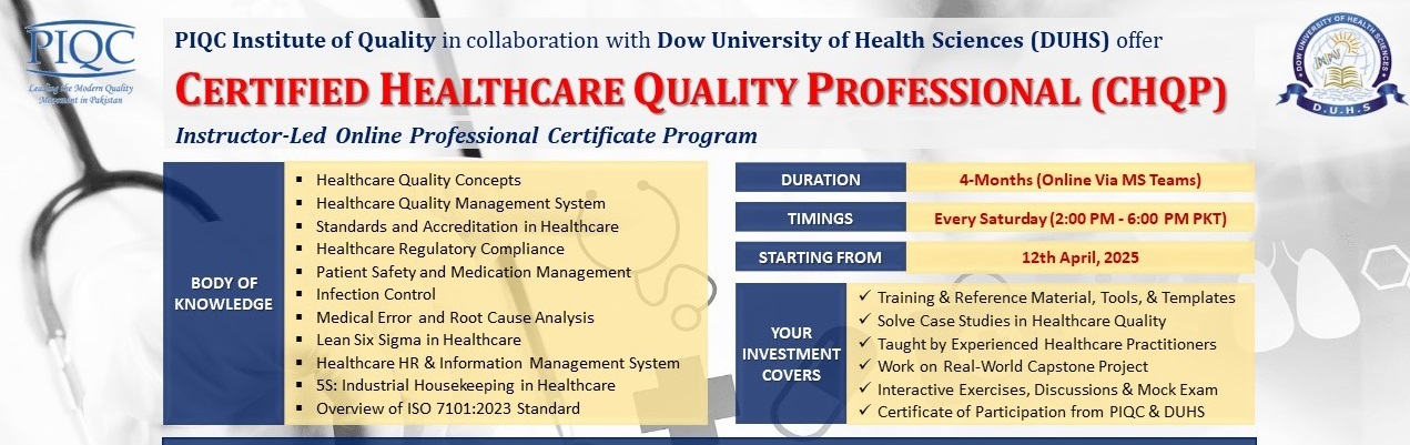 “CERTIFIED HEALTHCARE QUALITY PROFESSIONAL (CHQP)” certificate program ...